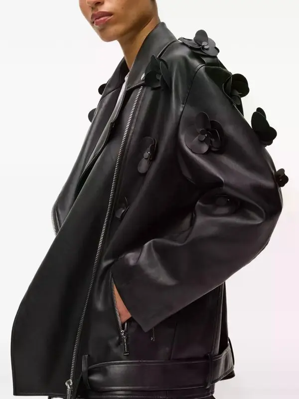 Karl Lagerfeld Floral-appliqué Biker Jacket