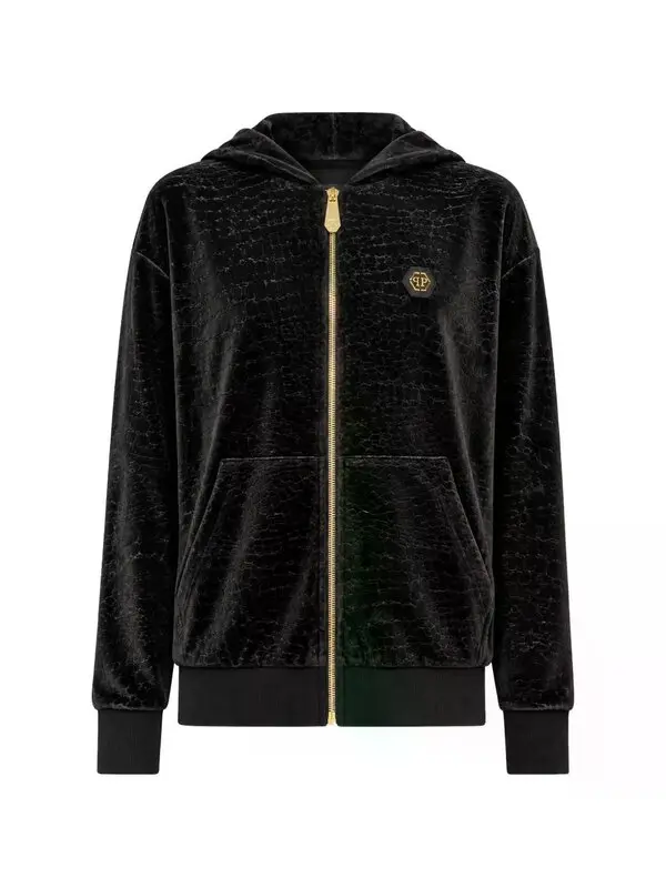 Philipp Plein Chenille Zip Hoodie Cocco - Black