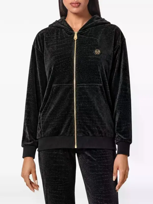Philipp Plein Chenille Zip Hoodie Cocco