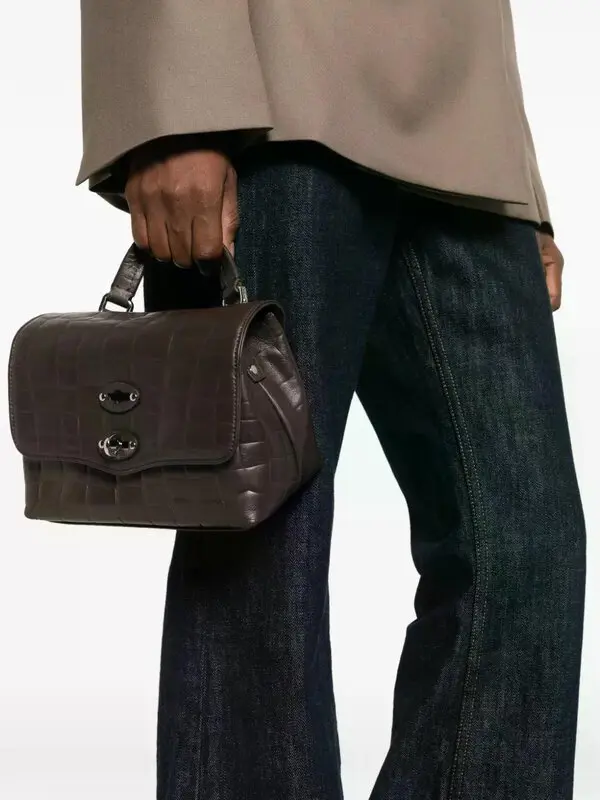 ZANELLATO Baby Postina Croc-effect Leather Tote Bag
