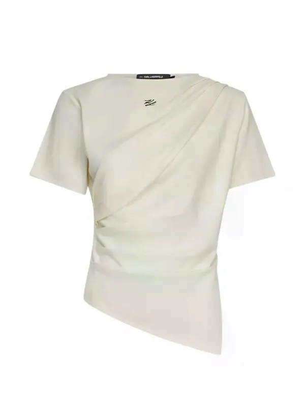 Karl Lagerfeld Asymmetric Draped T-shirt - Neutrals