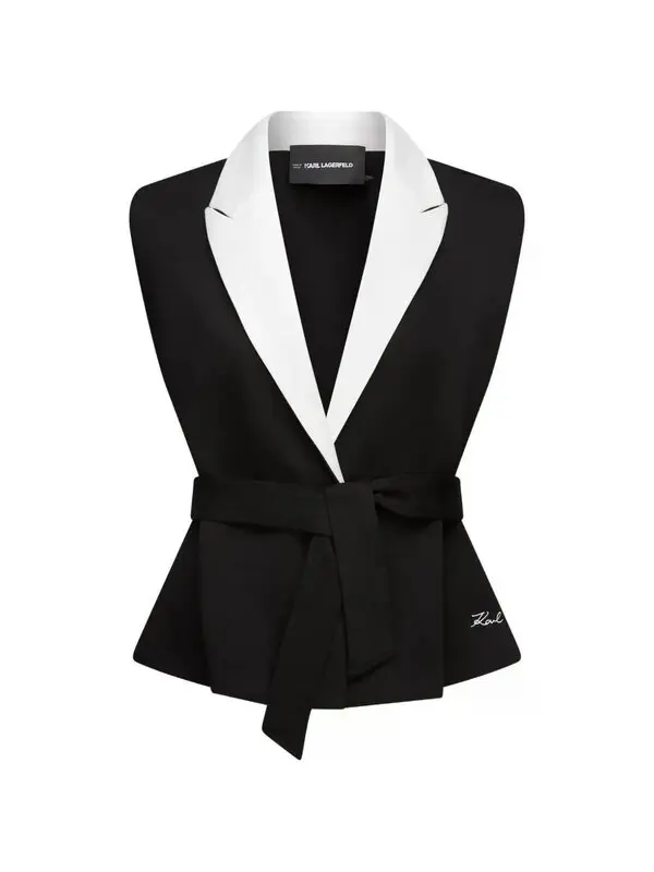 Karl Lagerfeld Contrast-lapel Waistcoat - Black