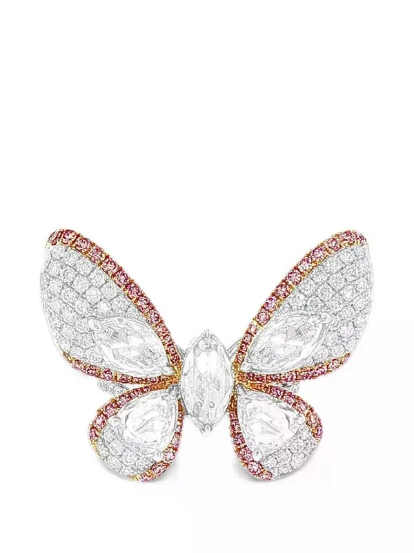 HYT JEWELRY Diamond Butterfly 3-in-1 Brooch, Pendant And Ring - Silver