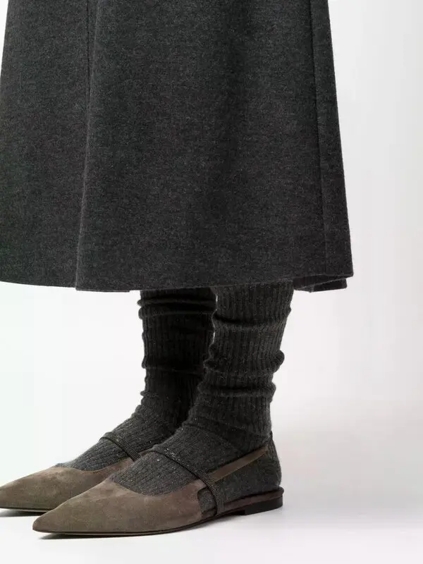 Brunello Cucinelli High-waisted Cashmere-blend Midi Skirt