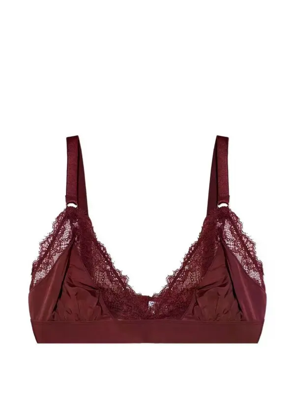 HEIST Bridget Lace-trim Triangle Bralette - Red