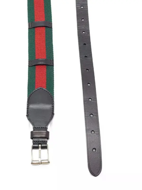 Gucci Web Canvas Leather Belt - Black