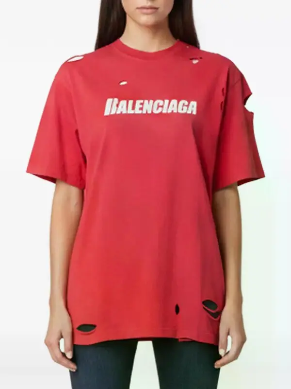 Balenciaga Unifit Logo-print Distressed T-shirt