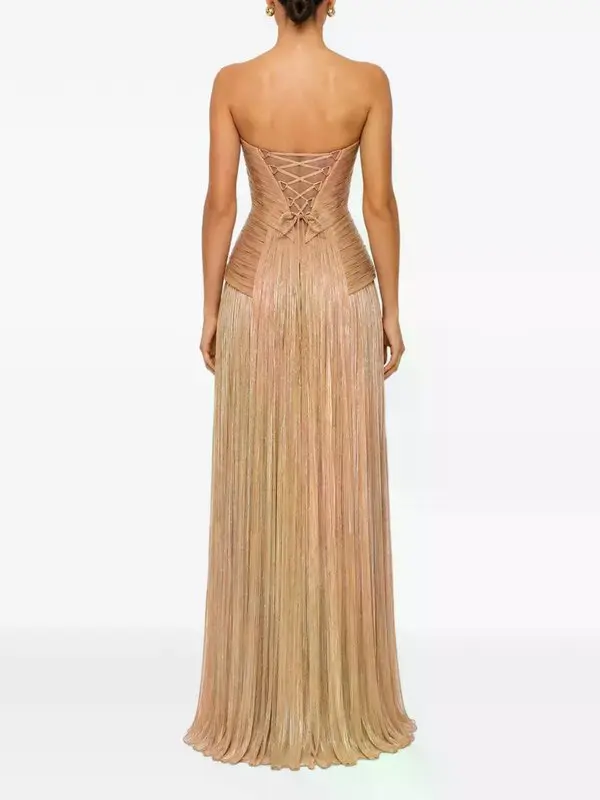 V:PM ATELIER Sweet Ruched Lace-up Maxi Dress