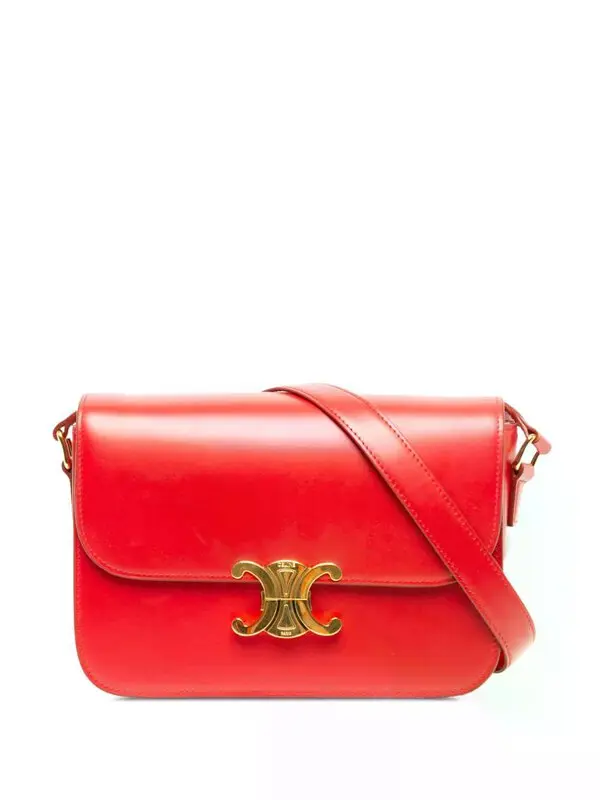 Celine 2024 Classique Shiny Calfskin Triomphe Crossbody Bag