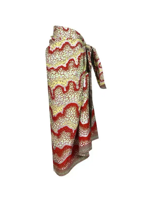VLISCO DIALOGUES Bubble-print Midi Pareo Skirt
