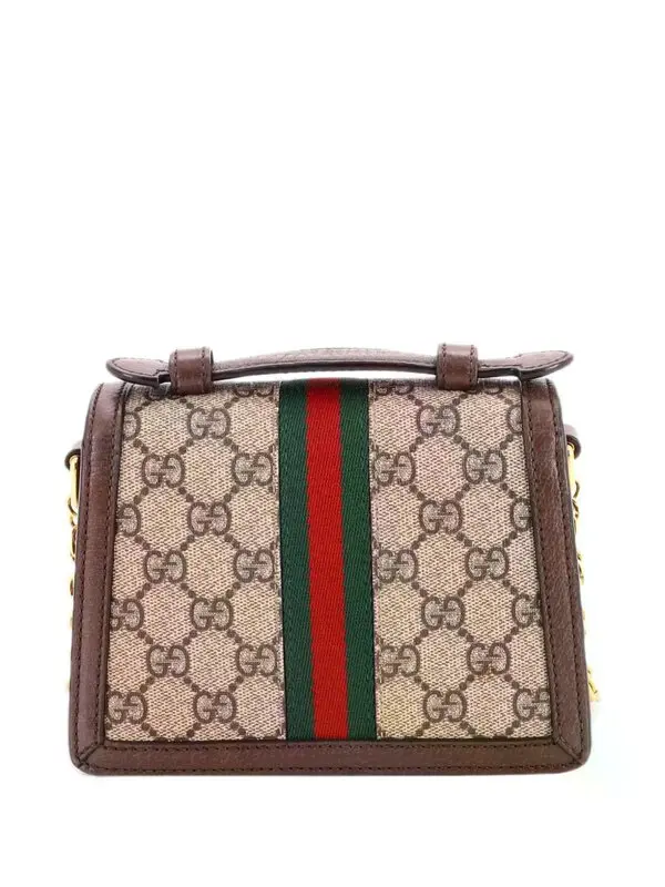 Gucci Ophidia Flap Top Handle Bag Gg Coated Canvas Mini Shoulder Bag