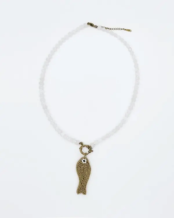 ALOFT Neutrals Candy Bead Necklace Gold Fish