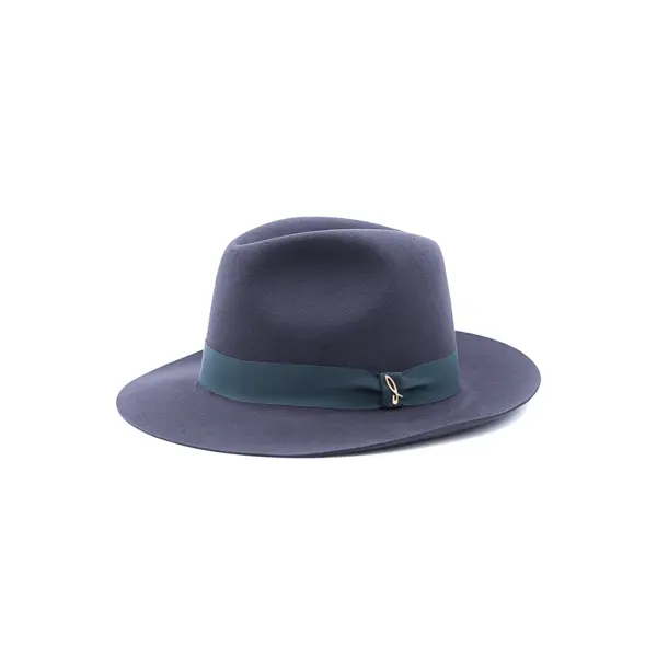 DORIA 1905 Medium Brim Smooth-finish Lapin Felt Drop Hat - Blue