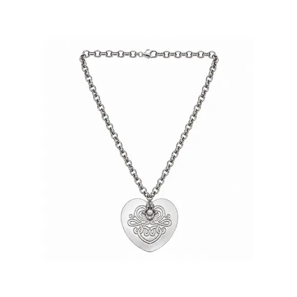 ADIBA The Valora Heart Pearl Necklace - Silver