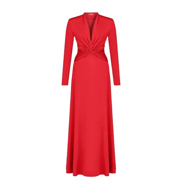 NOCTURNE Draped V-neck Maxi Dress