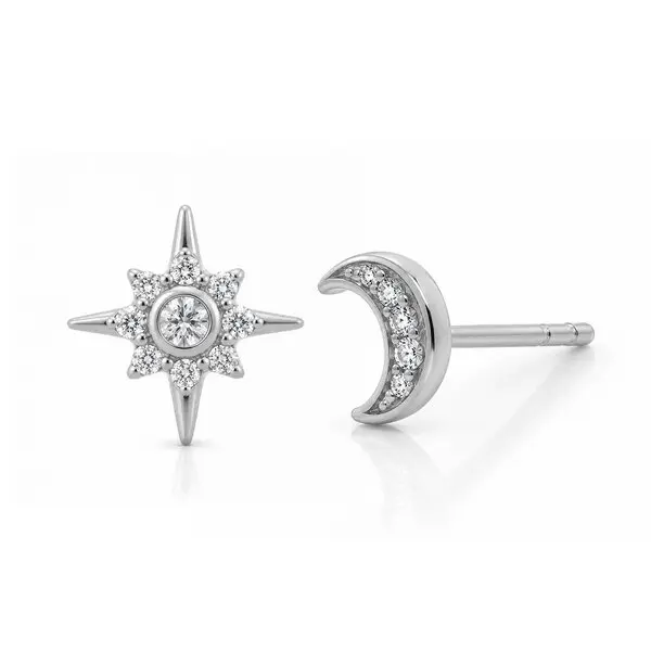 NELLOU JEWELLERY Celestial Duo Stud Earrings Sterling - Silver
