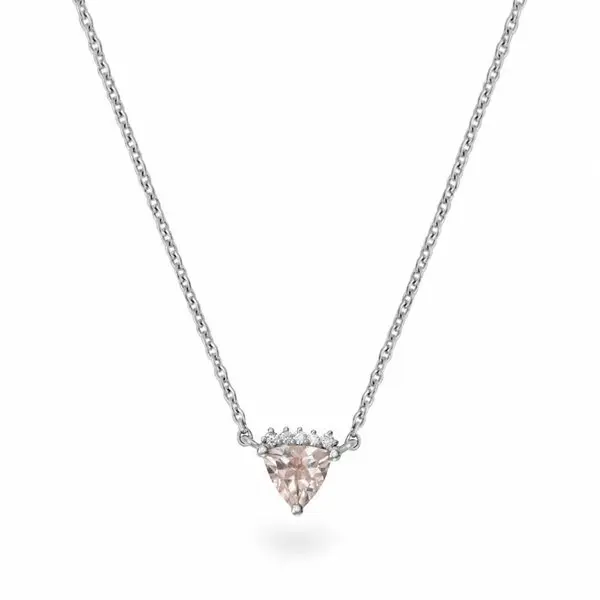 ZOHREH White Sapphire & Morganite Trillion Necklace Sterling - Silver