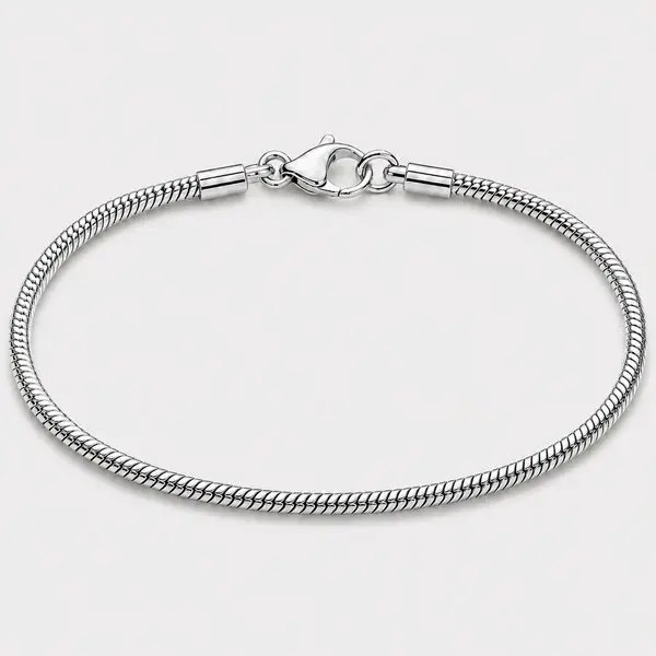 OUTRAGE LONDON Snake Bracelet – Slim Round - Silver