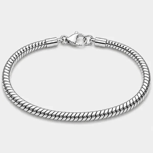 OUTRAGE LONDON Snake Bracelet – Thick Round - Silver