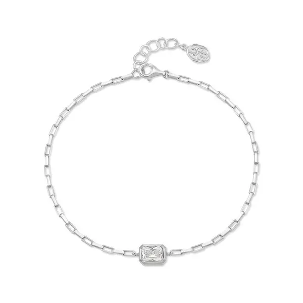 DOWER & HALL White Topaz Octagon Humbug Paperclip Bracelet In Sterling - Silver