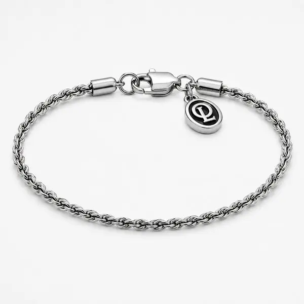 OUTRAGE LONDON Slim Rope Chain Bracelet - Silver