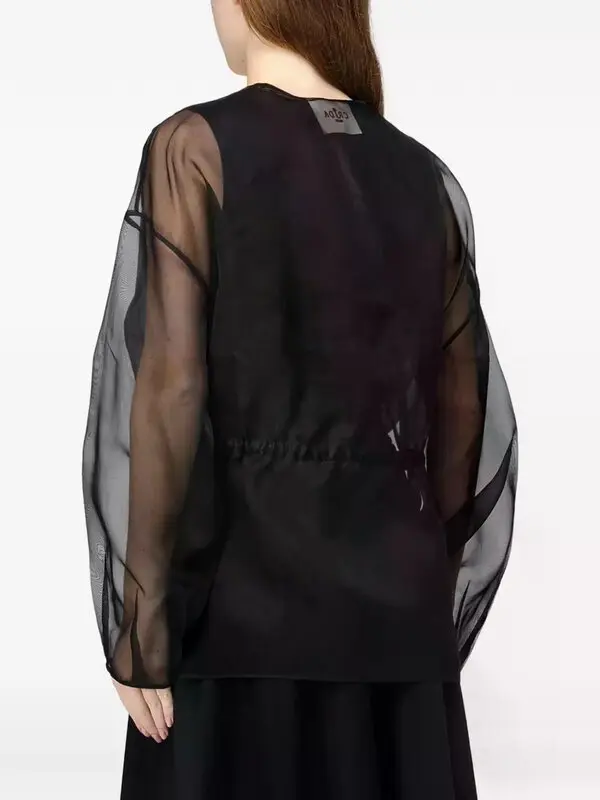 CRIDA MILANO Sheer Drawstring-waist Blouse