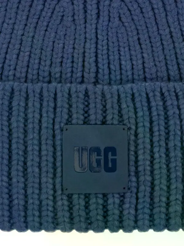 UGG Logo-patch Ribbed-knit Beanie Hat