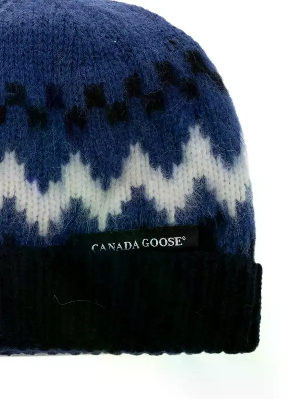 Canada Goose Logo-patch Intarsia-knit Beanie Hat - Blue
