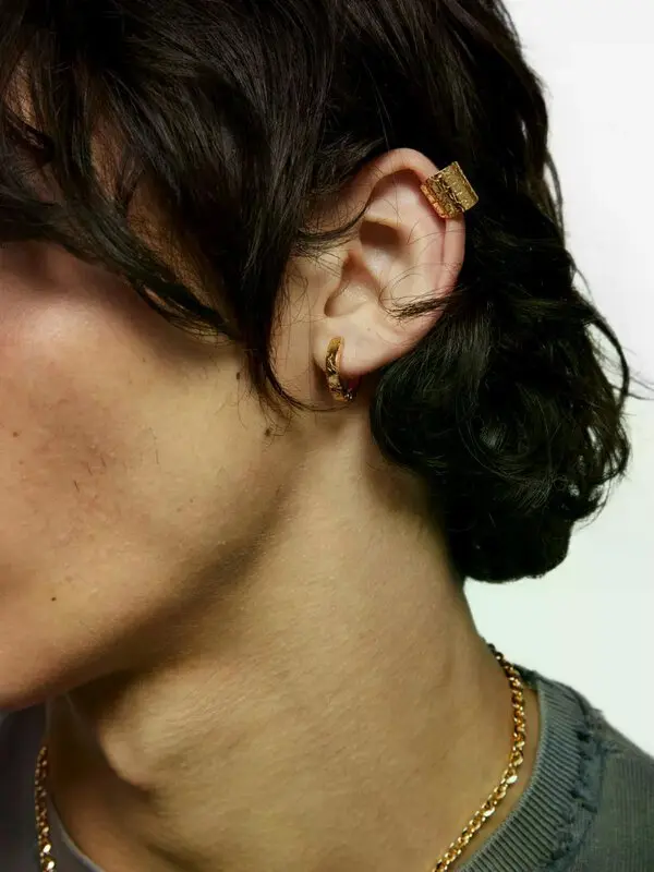 Emanuele Bicocchi Cracked-effect Huggie Earrings - Gold