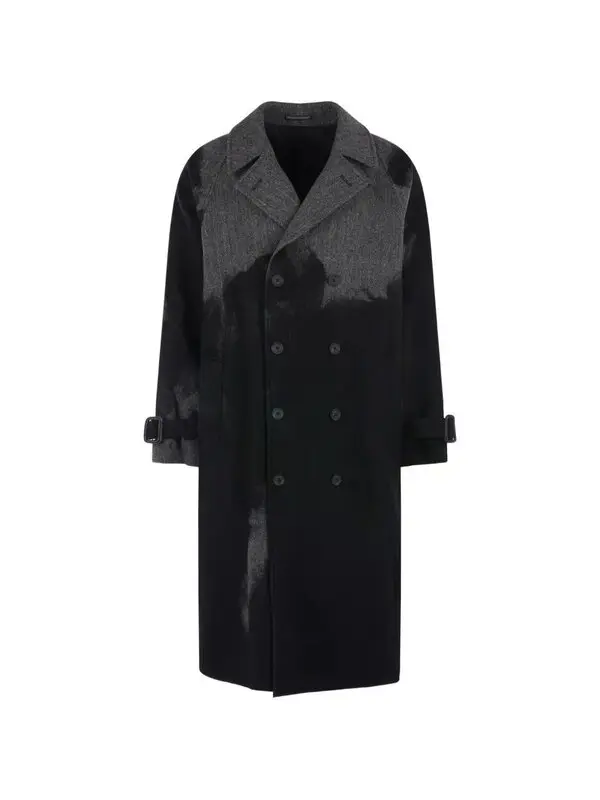 Yohji Yamamoto Herringbone-pattern Double-breasted Coat