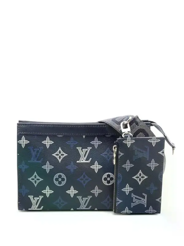 LOUIS VUITTON 2021s Monogram Shadow Gaston Shoulder Bag - Blue