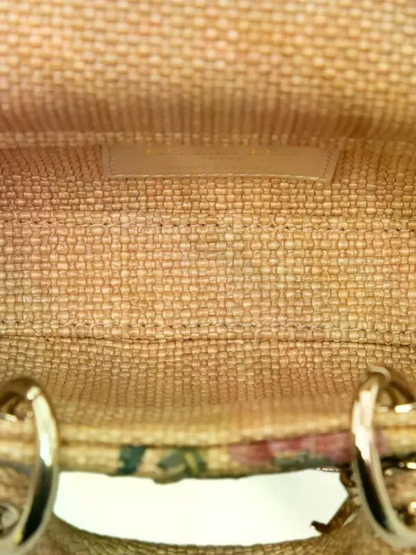 Dior 2023 Micro Floral Embroidered Raffia Lady D Joy Satchel