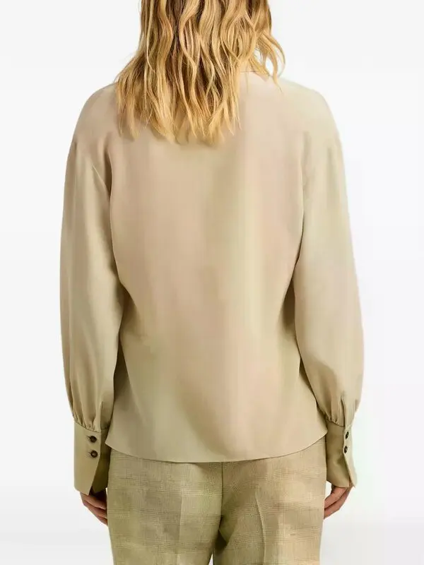 Kiton Button-collar Silk Blouse