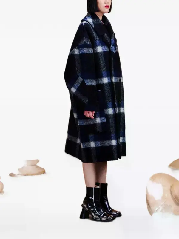 Henrik Vibskov Floating Oversized Checked Double-breasted Coat
