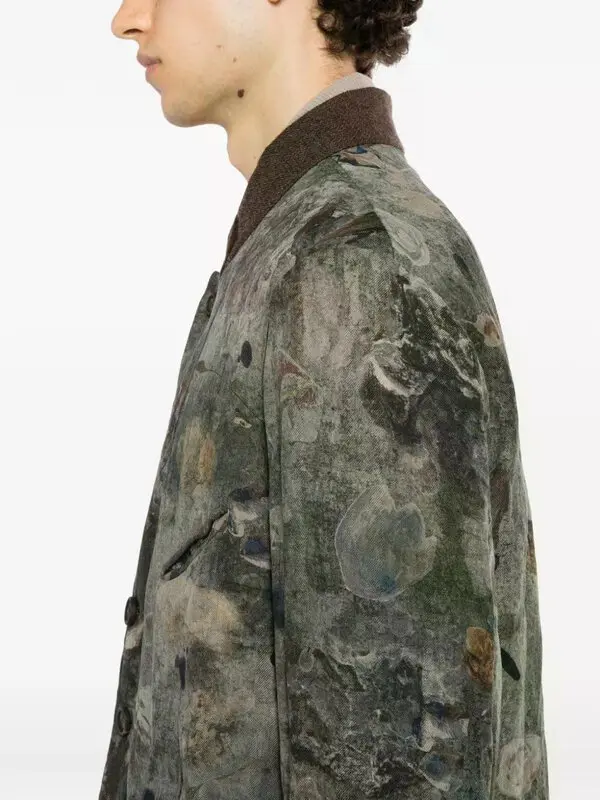 ZIGGY CHEN Digital-print Stand-collar Blazer