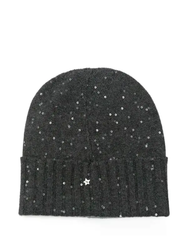 Lorena Antoniazzi Sequin-embellished Ribbed-knit Beanie Hat