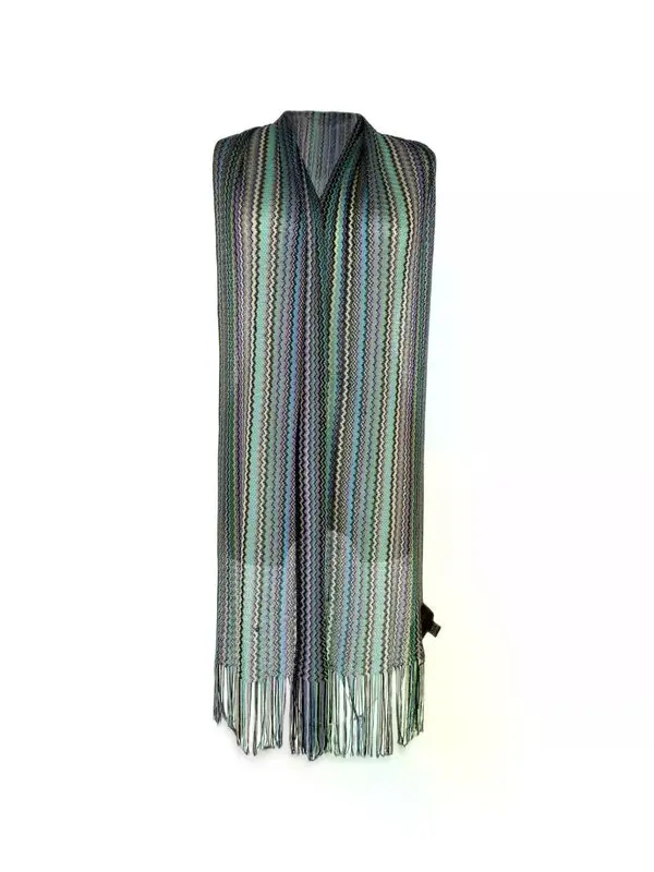 Missoni Zig-zag Fringed Scarf - Blue