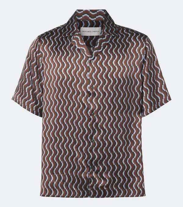 Frescobol Carioca Roberto Printed Silk Bowling Shirt