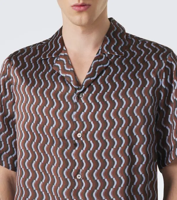 Frescobol Carioca Roberto Printed Silk Bowling Shirt