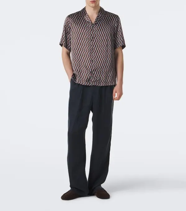 Frescobol Carioca Roberto Printed Silk Bowling Shirt
