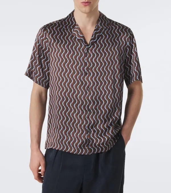 Frescobol Carioca Roberto Printed Silk Bowling Shirt