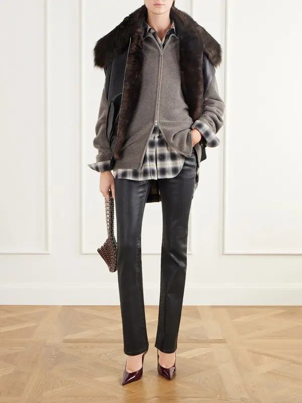 Rabanne Shearling-trimmed Leather Jacket