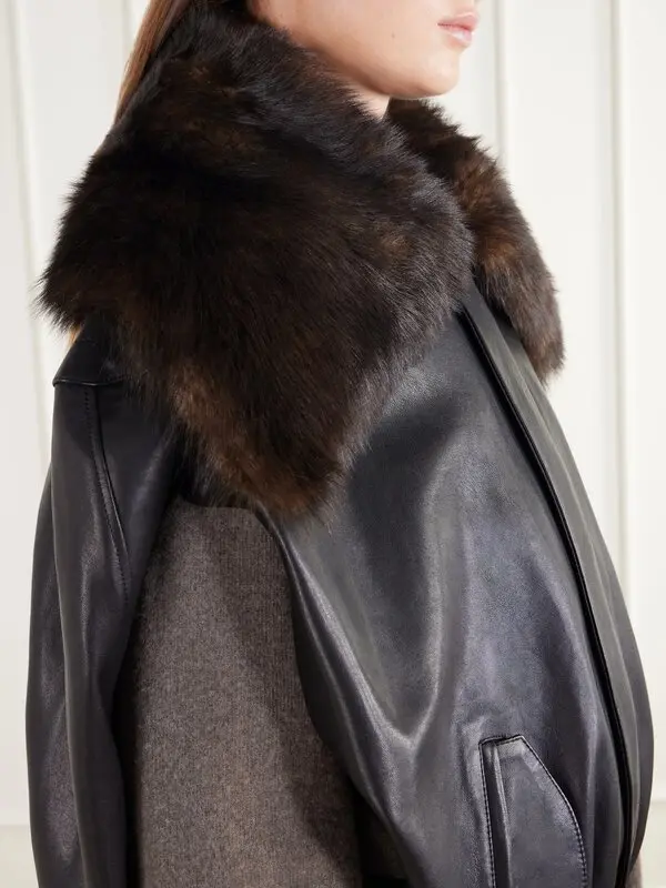 Rabanne Shearling-trimmed Leather Jacket