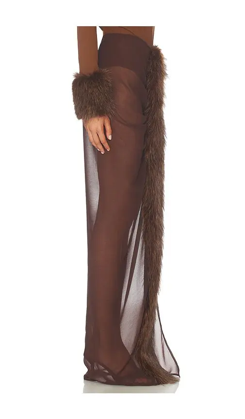 BRONX BANCO Mesh & Faux Fur Maxi Skirt