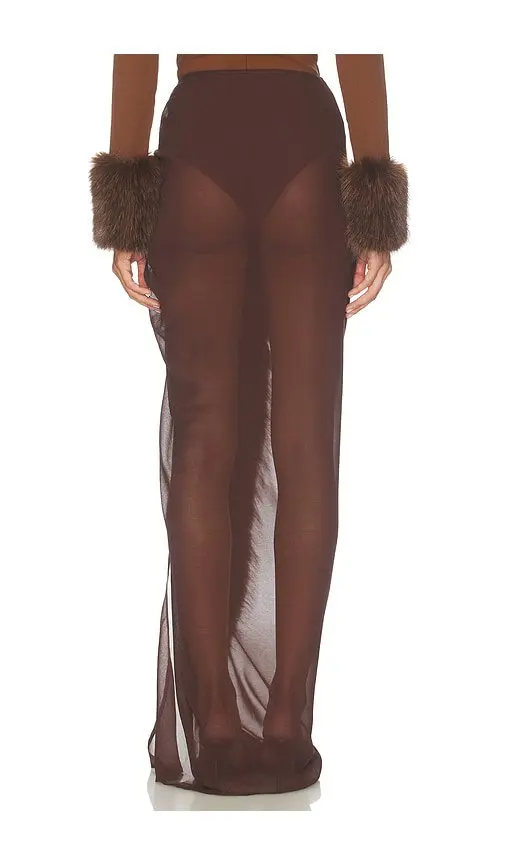 BRONX BANCO Mesh & Faux Fur Maxi Skirt