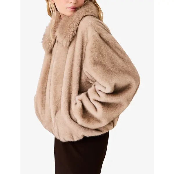 Maje Collared Zip-up Faux-fur Coat
