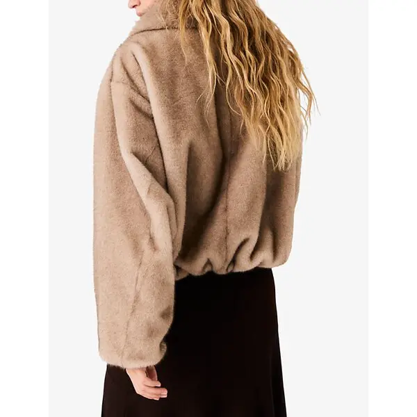 Maje Collared Zip-up Faux-fur Coat
