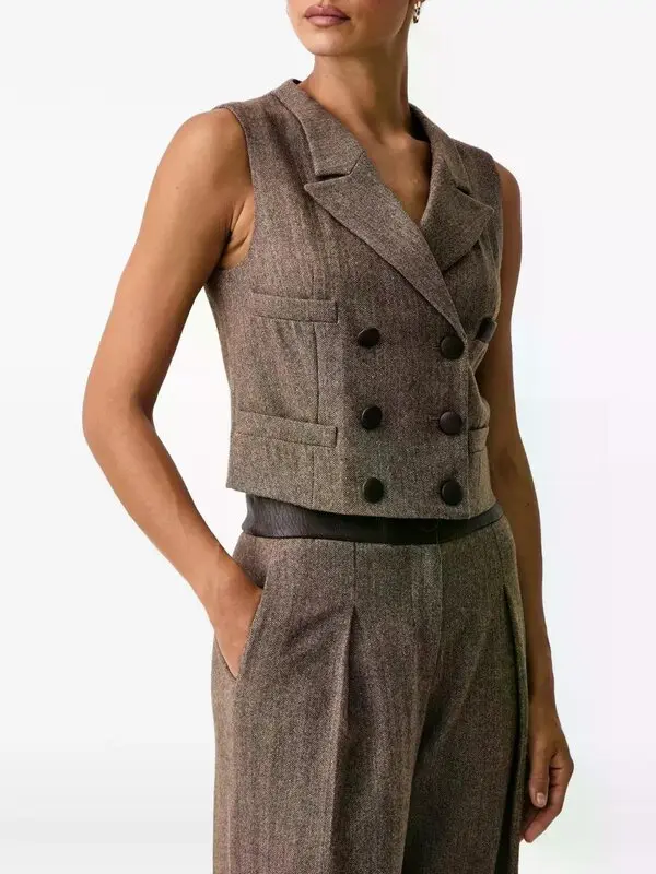 Armani Exchange Herringbone Double-breasted Waistcoat