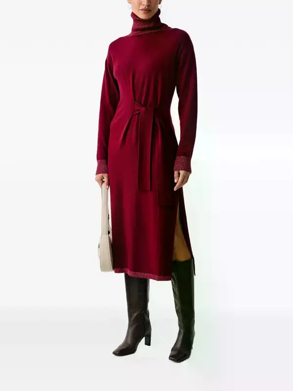 Liu Jo Turtleneck Belted Midi Dress