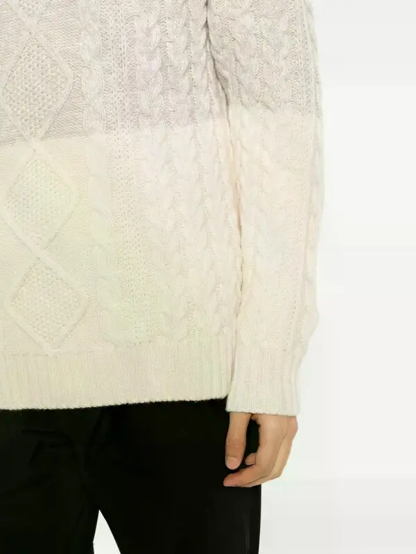 Kiton Cable-knit Colour-block Sweater